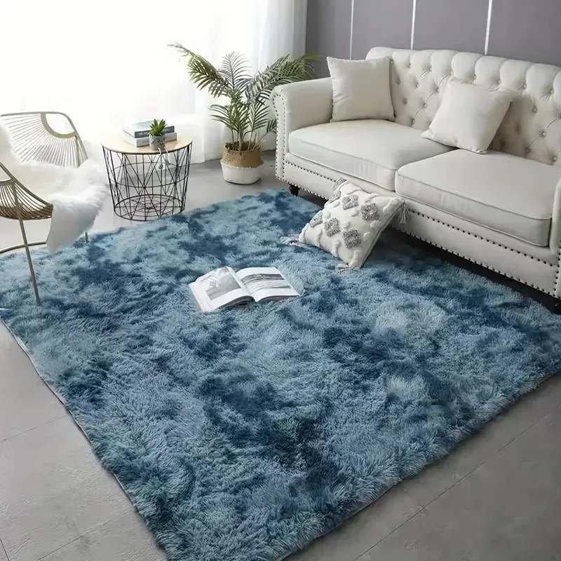 Plush Blue Fuzzy Rugs Fluffy Carpet for Kids Room Living Room Soft ...