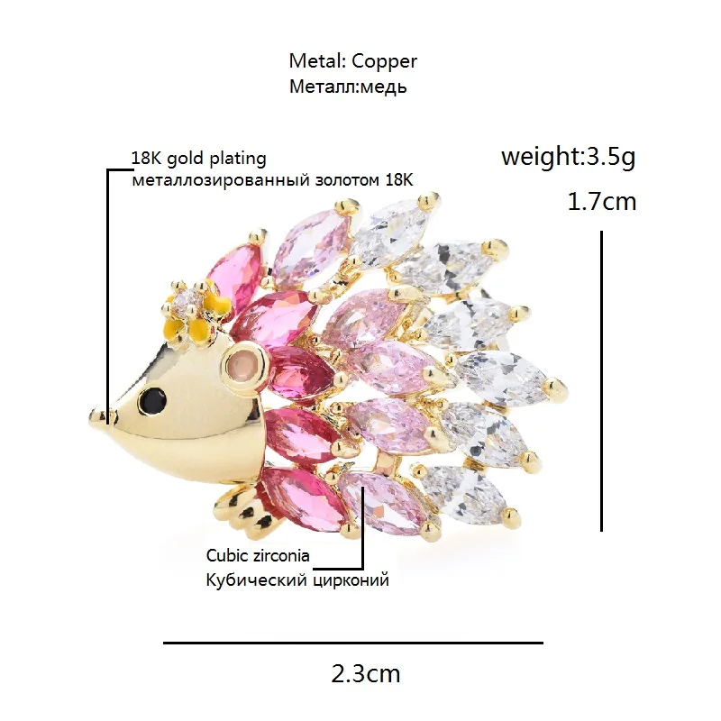 Wuli&baby Cute Crystal Hedgehog Brooches For Women Men Exquisite Animal ...