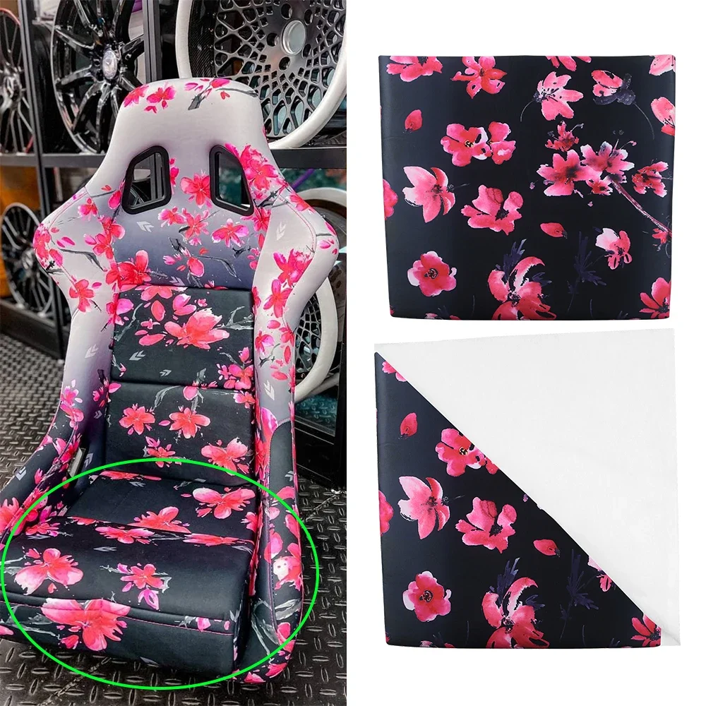 JDM Japan Black Sakura Printed Fabric Brand Fashion Racing Car Styling ...