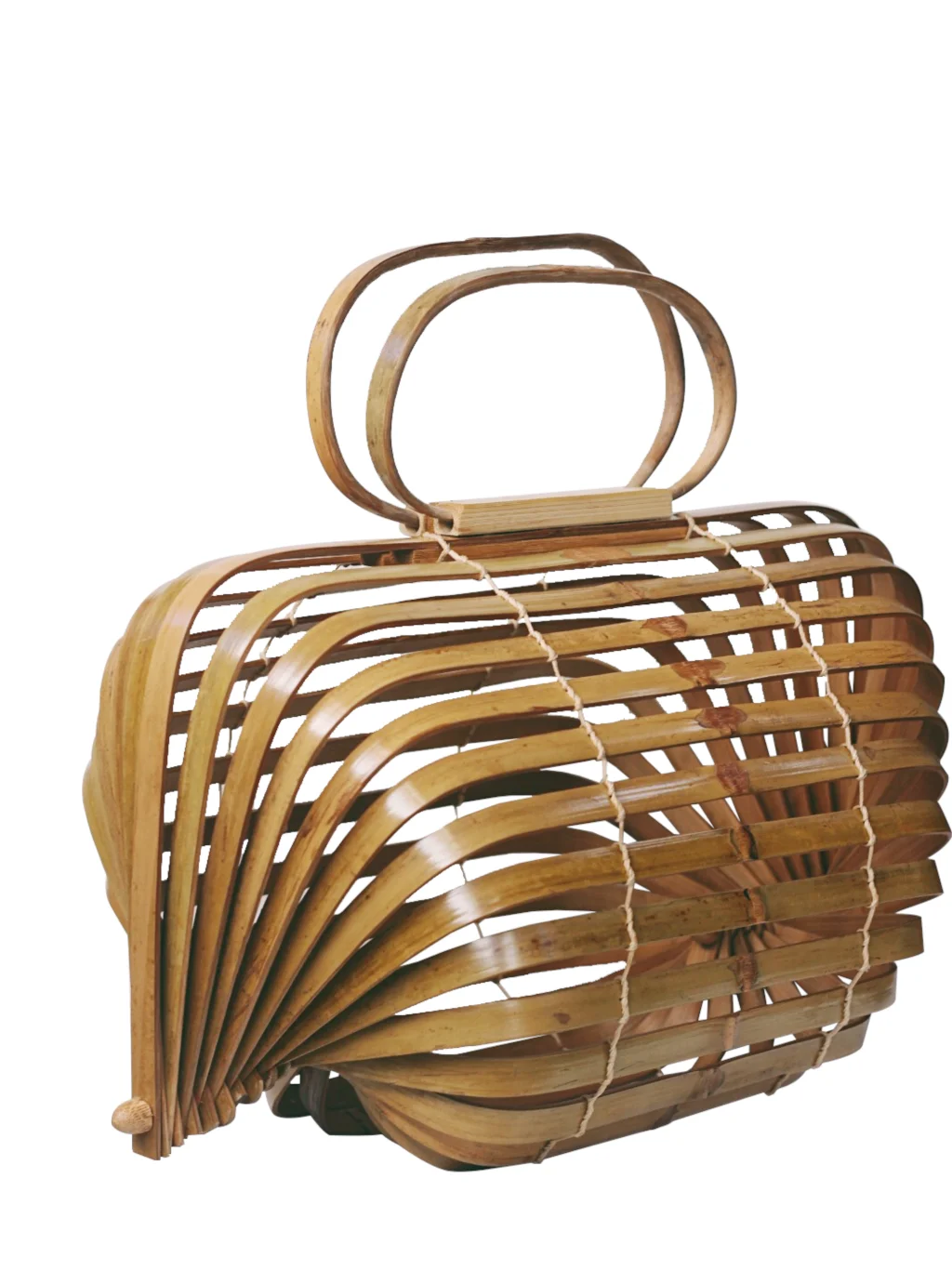 Unique Bamboo Basket Bamboo Bag Hollow Beach Bag Handbag Foldable Bag ...