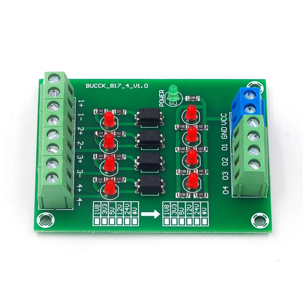 Optocoupler Isolation Board PLC 4 Channel Voltage Converter 24V to 5V ...