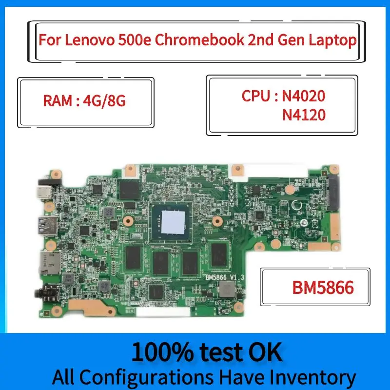 Placa-m-e-port-til-para-Lenovo-500e-Chromebook-2nd-Gen-BM5866-CPU-4020 ...