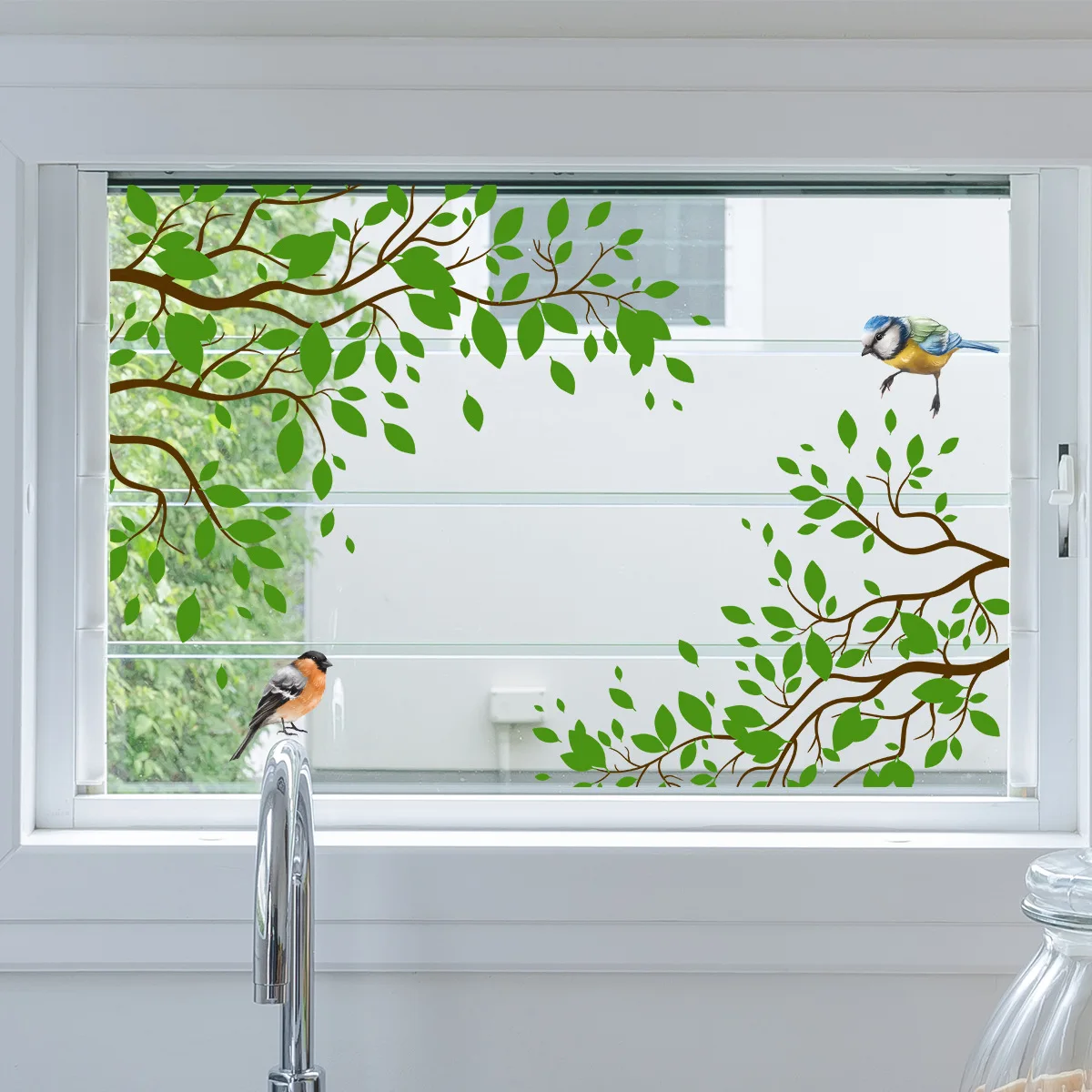 1PCS-Leafy-Birds-Window-Stickers-Glass-Windows-Decor-Wall-Decal-for ...