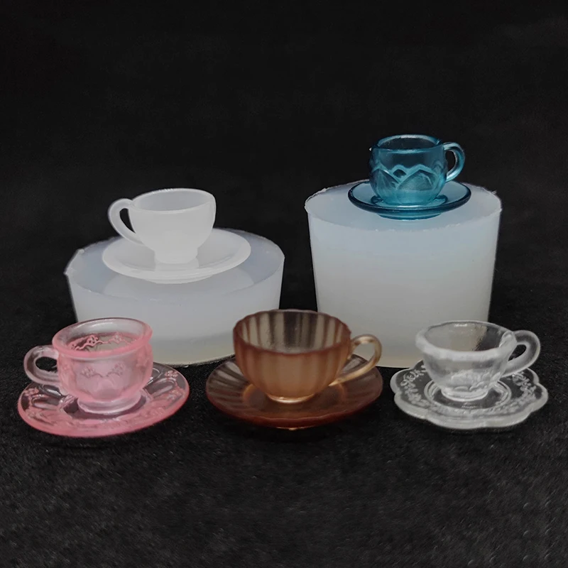 1 Set Dollhouse Miniature Tea Cup Silicone Mold UV Epoxy Turnover Food ...