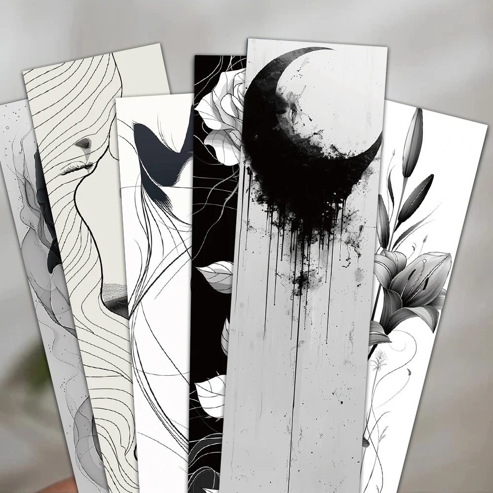 30pcs Minimalist Line Bookmarks Black And White Mix Reading Book Tags ...