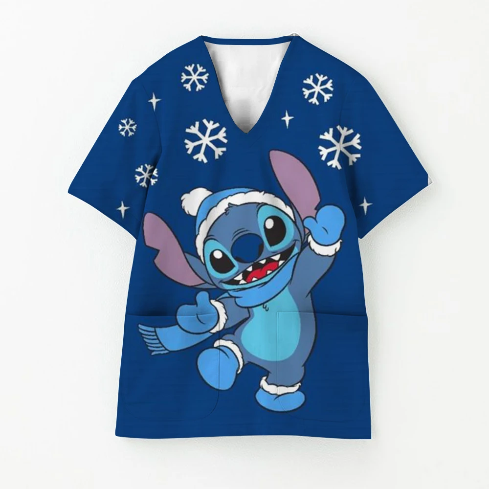 Disney Stitch Christmas Collection Medical Scrub Tops，Festival Scrub ...