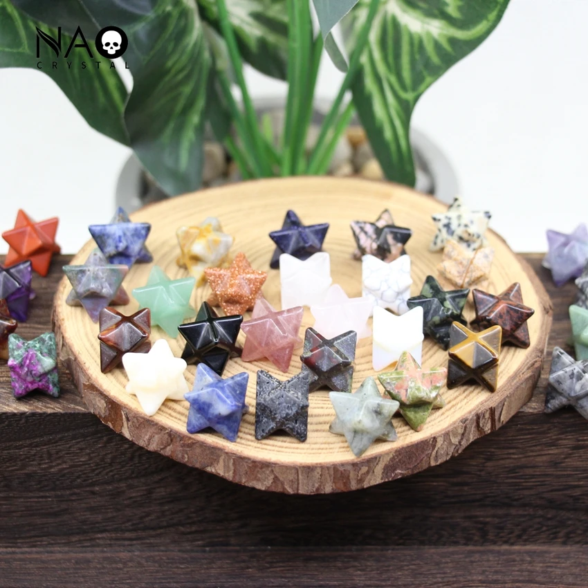 14mm Merkaba Star Natural Gemstone Chakra Reiki Healing Crystal Quartz ...