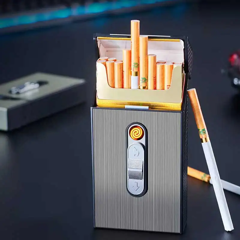 Cigarette-Case-With-Lighter-Gadgets-For-Men-20Pcs-Cigarette-Storage-Box ...