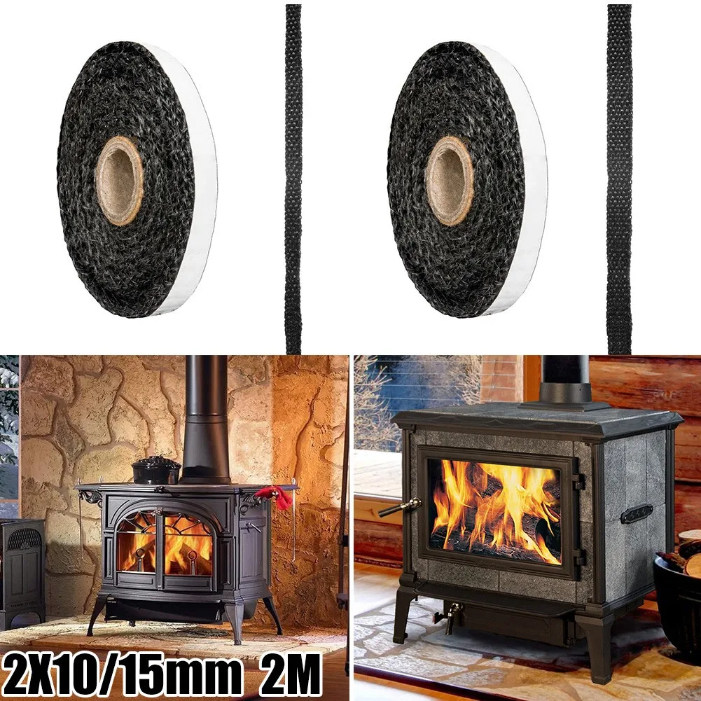 Black-10-15mm-Fireplace-Sealing-Rope-Cord-Wood-Burning-Stove-Door-Self ...