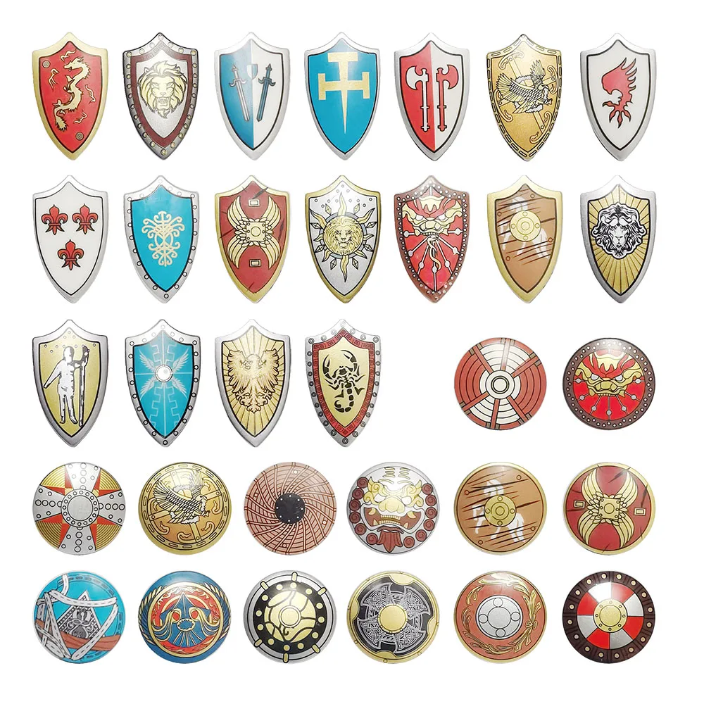 Medieval Knight Printed Shield Building Block Castle Warrior Shields ...