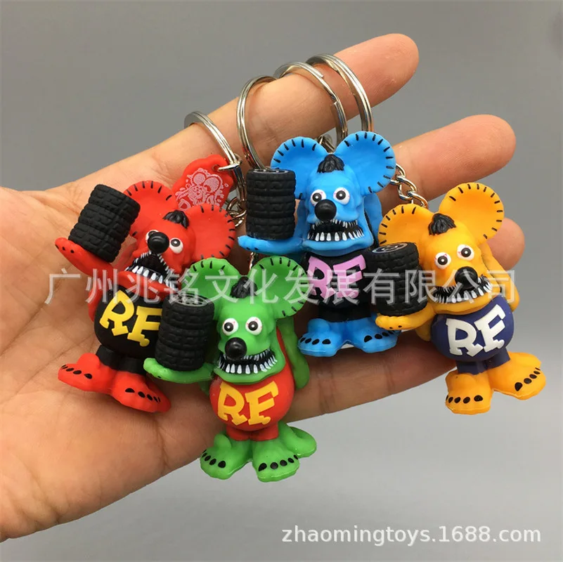 Rat-Fink-Funk-Mouse-With-Car-Wheels-Keychain-Pendant-Model-Doll ...