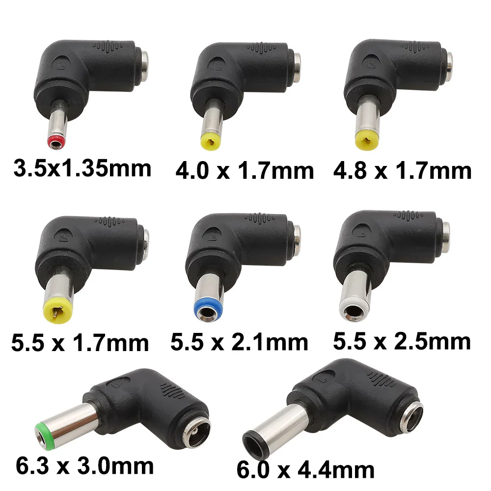 2Pcs Right Angle DC Power Adapter 6.0x4.4 6.3x3.0 5.5x2.5 4.8x1.7 4.0x1 ...