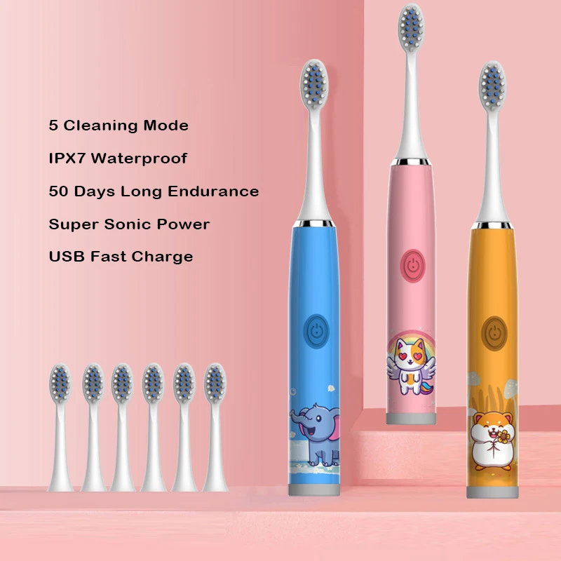 Children's Toothbrush Electric Smart Cute Cat Elephant Hamster Pattern ...