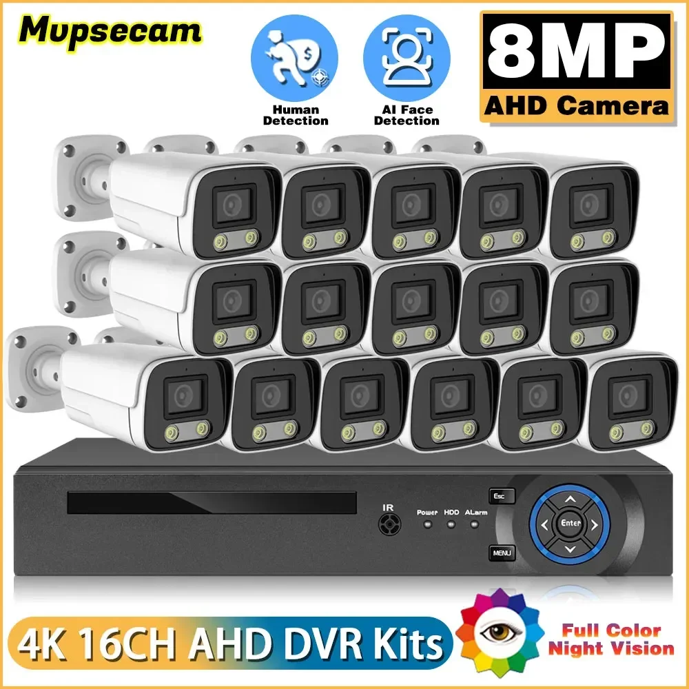 Outdoor-8MP-Smart-CCTV-Camera-Full-Color-Night-Vision-16CH-4K-DVR ...