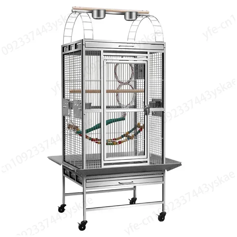 Stainless-Steel-Parrot-Cage-Medium-Large-Deluxe-Bird-Cottage-Extra ...