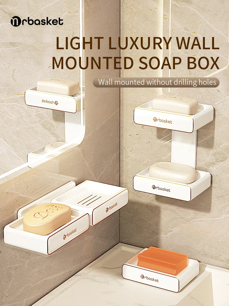 mr-basket-Bathroom-Soap-Box-Wall-Mounted-Non-Perforated-Solid-Color ...