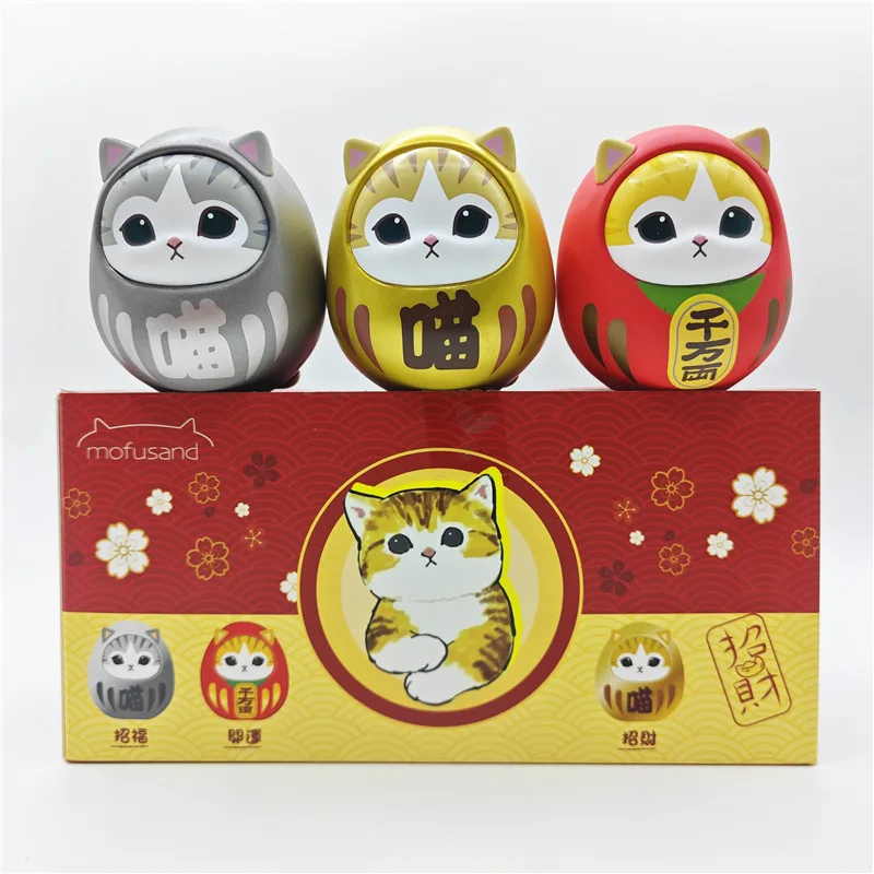 3 Pcs/Set Mofusand 6cm Figure Egg Kawaii Lucky Damo Cat Doll Model ...