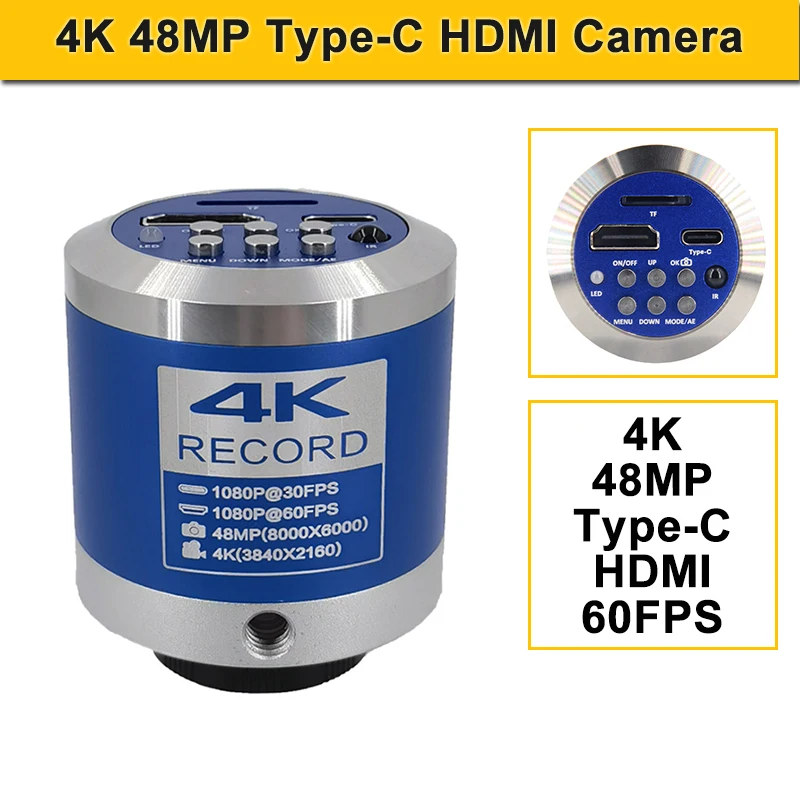 4K 48MP Microscope Camera Type-C HDMI Microscopic Camra Sony Sensor HD ...