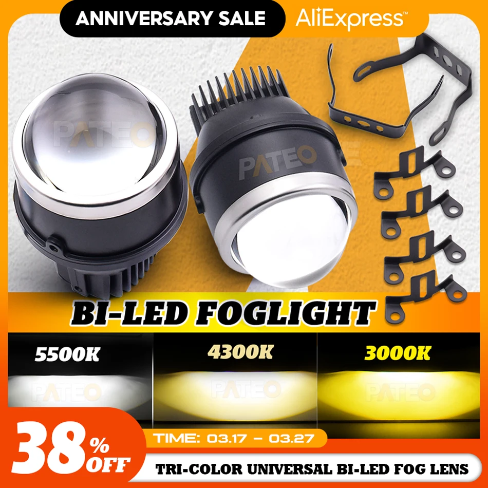 Bi-LED-Fog-Light-3-inch-Universal-Spotlight-Tri-Color-in-One-Fog-lamp ...