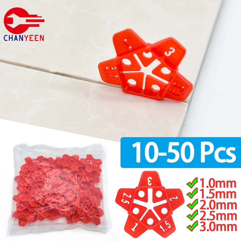 10 50Pcs 5 Size Tile Spacers Clips Wedge Ceramic Leveling System for ...