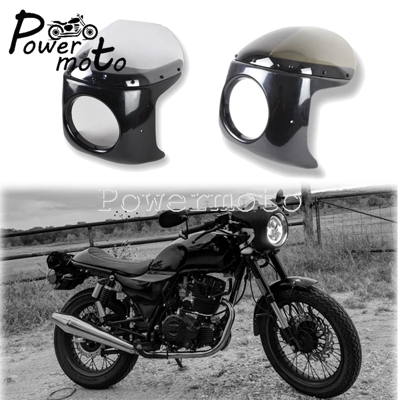 Universal 7" Headlight Handlebar Fairing Windshield Cafe Racer For ...
