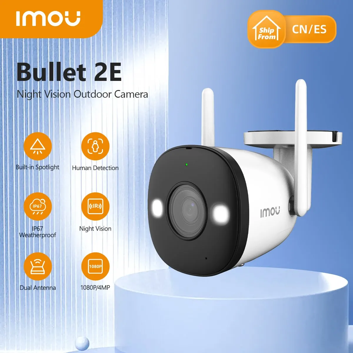 IMOU Bullet 2E 2MP 4MP Pleine Couleur Caméra de Vision Nocturne WiFi En ...