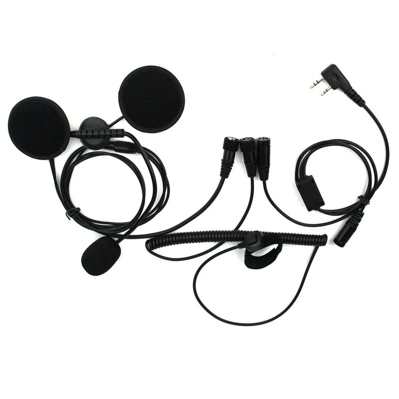 Walkie Talkie Half Helmet Headset 2 Pin K Plug PTT Motorcycle Headphone ...