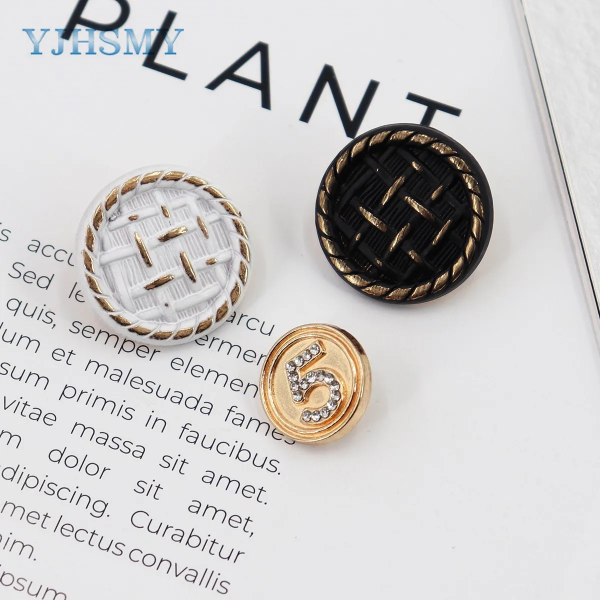 10-pcs-Classic-Golden-Metal-Shank-Buttons-White-Enamel-Sewing-Shank ...