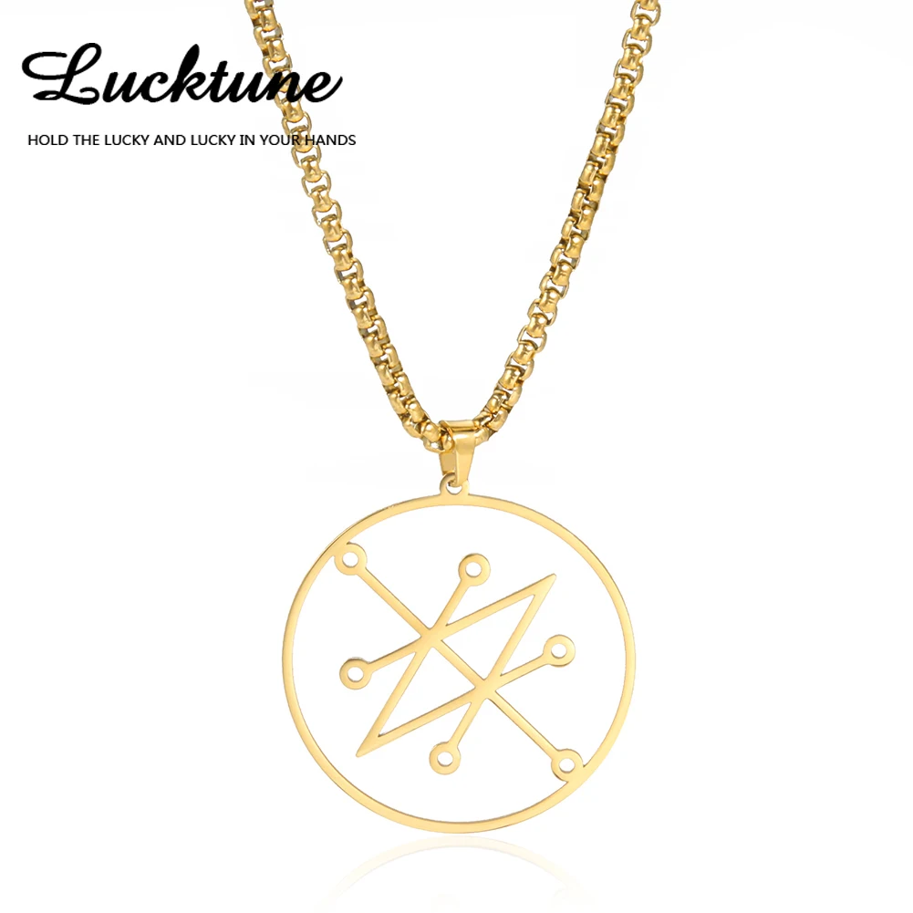 Lucktune vintage símbolo demoníaco pingente colar de aço inoxidável ...