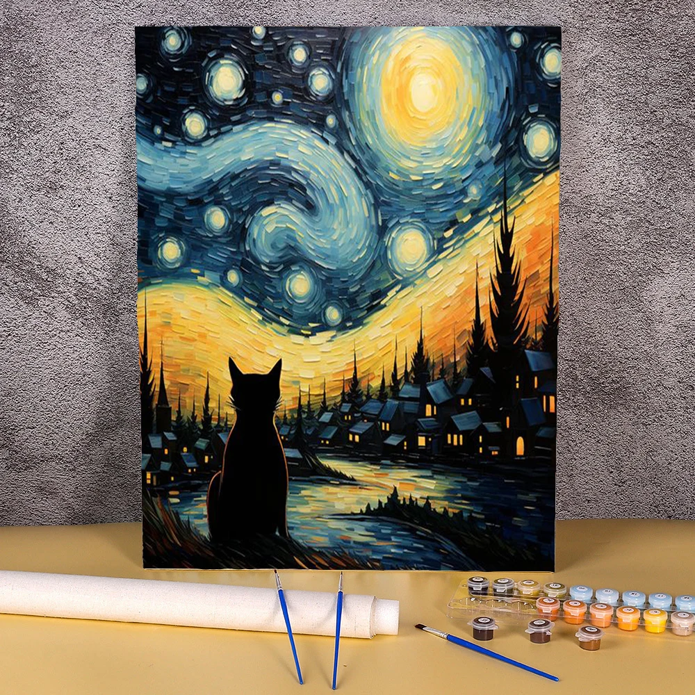 Picture-By-Number-Cat-Animals-Kits-For-Adults-Handpainted-DIY-Paint-By ...