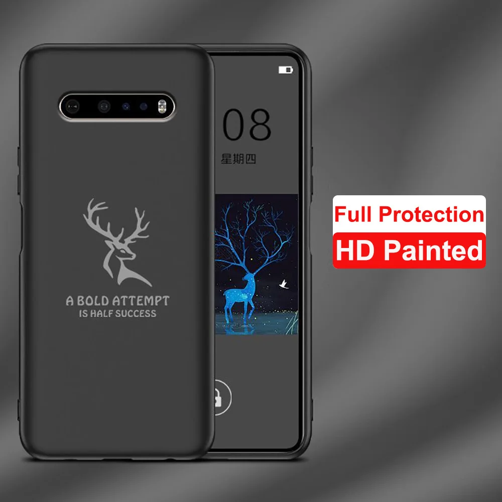 For LG V60 Thinq Case V60Thinq 5G HD Painted Elk Silicone Bumper Soft ...