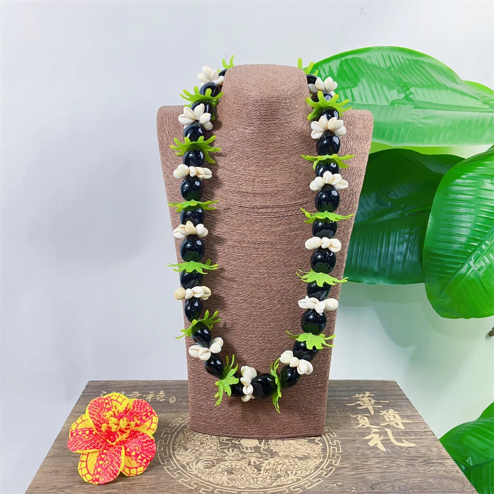 Hot-Sale-Popular-Hawaiian-Kukui-Nut-Shell-Lei-with-Cowrie-Shell-Green ...