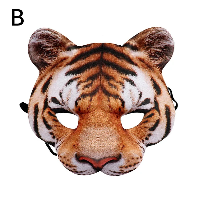 3D Animal Mask Halloween Masquerade Ball Masks Tiger Pig Half Face Mask ...