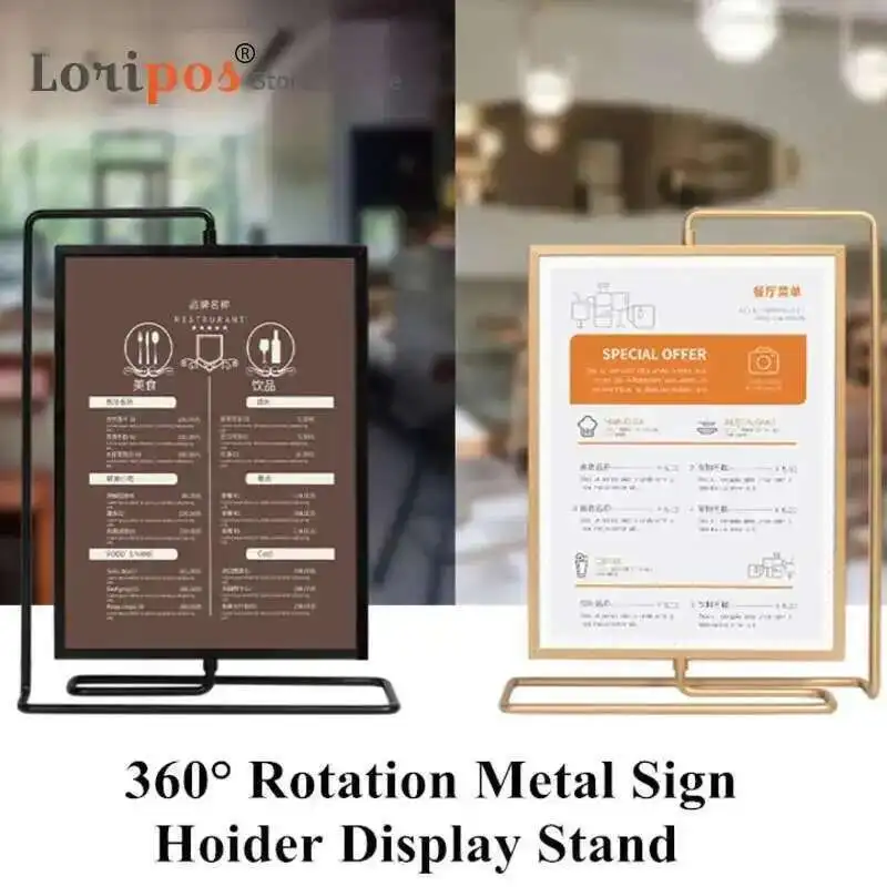 1PCS Double Side Rotating Table Menu Card Holder Photo Picture Poster ...