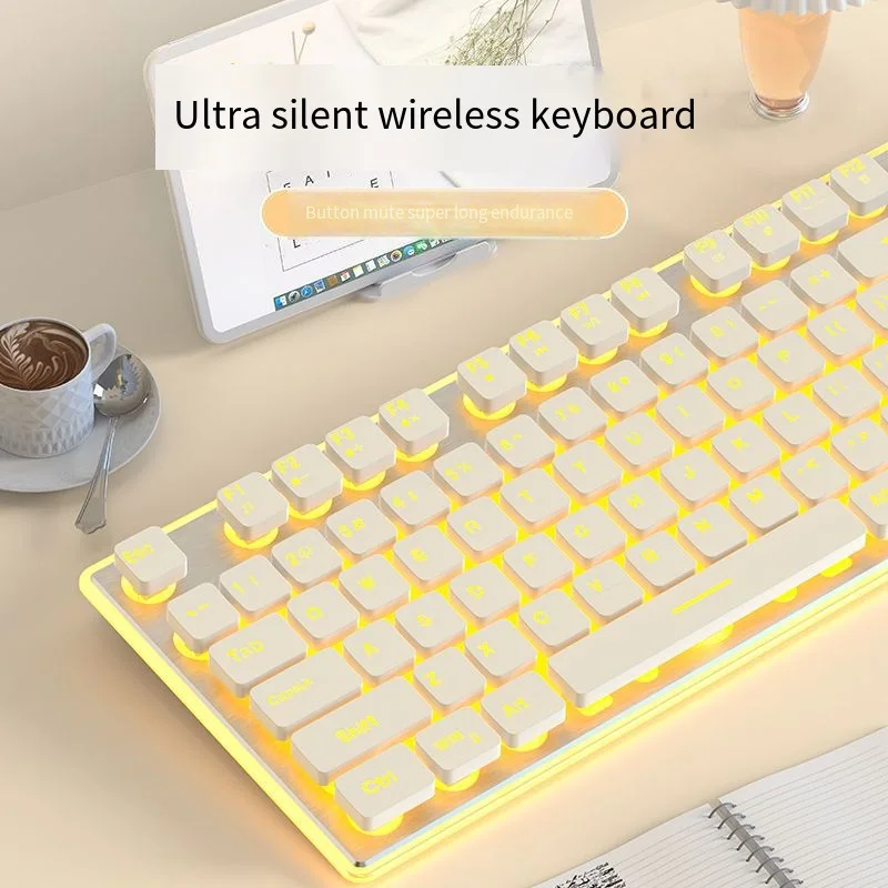 Wireless Keyboard 108 Keys Mute Ultra Thin High Appearance Level Gaming ...