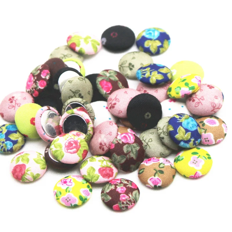 15mm Fabric Button Cover Flat Back | Flat Back Fabric Covered Buttons ...
