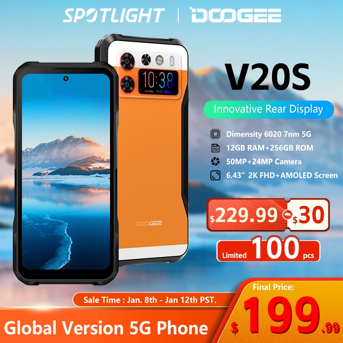 [World Premiere] DOOGEE V20S 5G Rugged Smartphone Dimensity 6020 Octa Core 6.43” AMOLED Dual ...