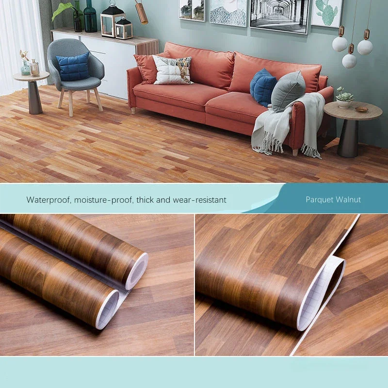 Wood-Grain-Waterproof-Floor-Stickers-PVC-Non-slip-Self-adhesive-Floor ...