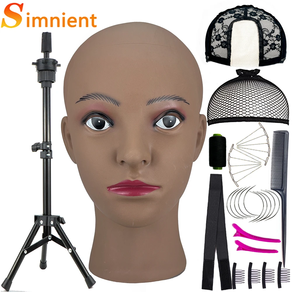 New-Bald-Mannequin-Head-With-Wig-Stand-AdjustableTripod-Support-For ...