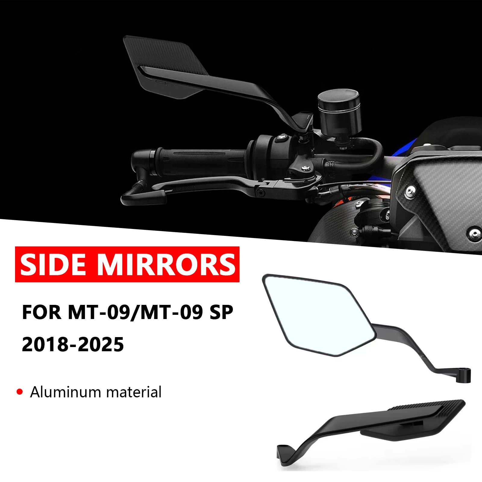 For MT 09 MT09 SP 2018-2025 Rearview mirror Motorcycle fixed rearview ...