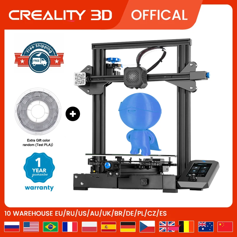 Creality impressora 3d Ender 3 v2 novo 4.3 Polegada ui cor lcd carborindo de vidro cama ender 3 ...