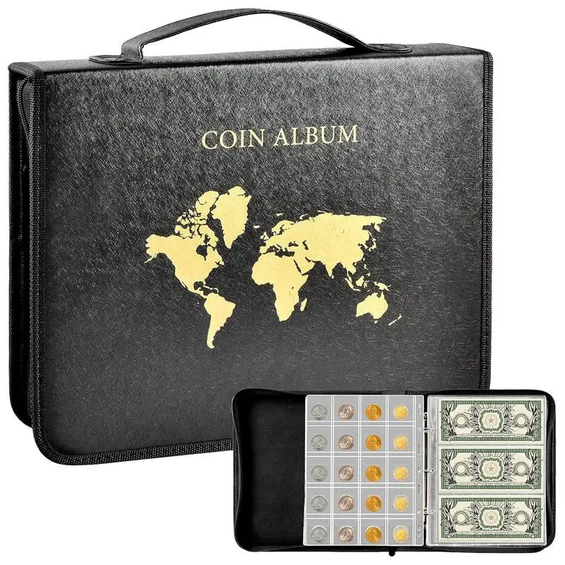 Portable-Coin-Collection-Case-For-200-Coin-30-Paper-Money-Panels-PVC ...