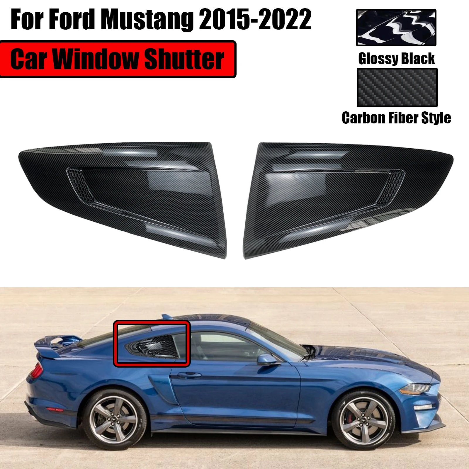 6PCS-2015-2022-For-Ford-Mustang-Car-Rear-Windows-Louver-Trim-Shutter ...
