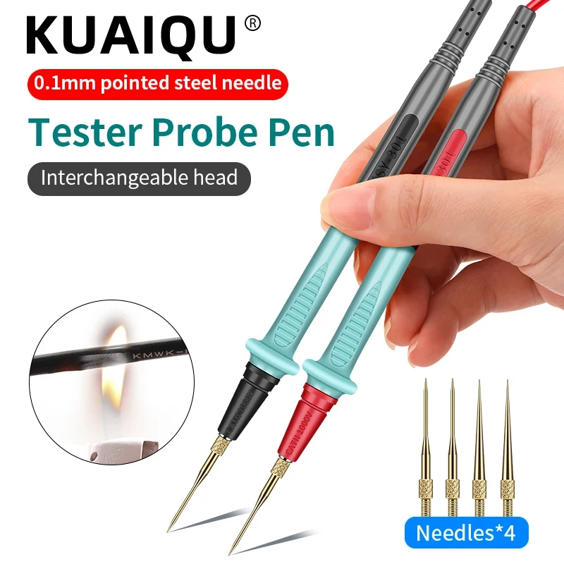 Gold-plated-Stainless-steel-Multimeter-Pen-Silicone-Test-Leads-20A ...