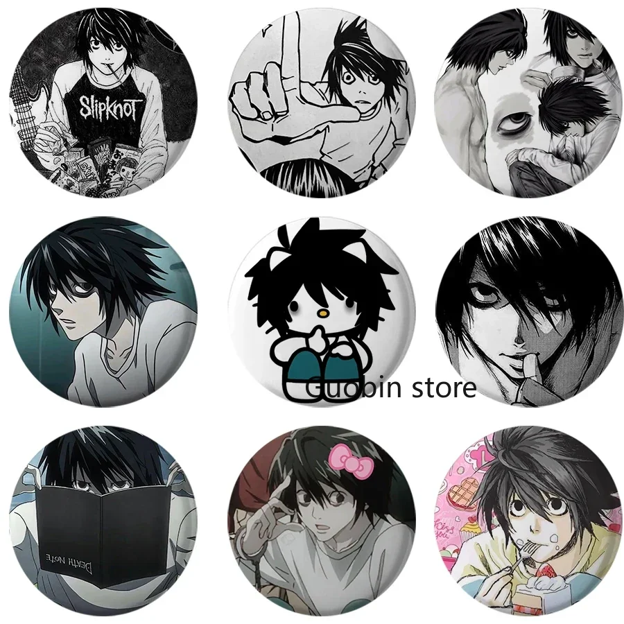 58mm-New-Japanese-Anime-Death-Note-Enamel-Pins-Handmade-Round-Brooch-L ...