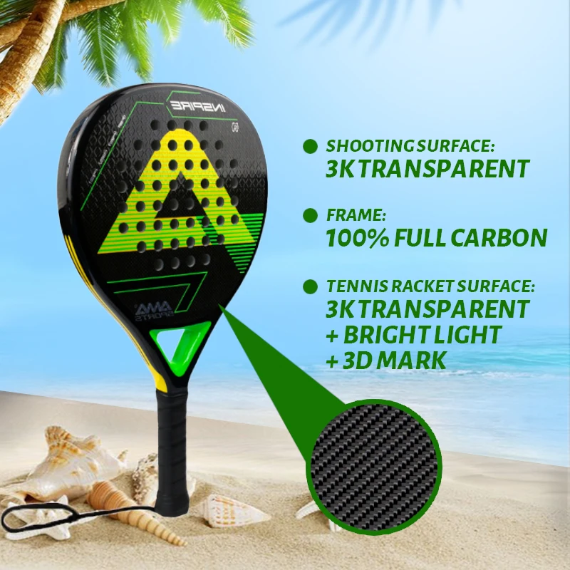 Original Padel Racket Carbon Fiber 3K Paddle Shovel Paddleball Racket ...