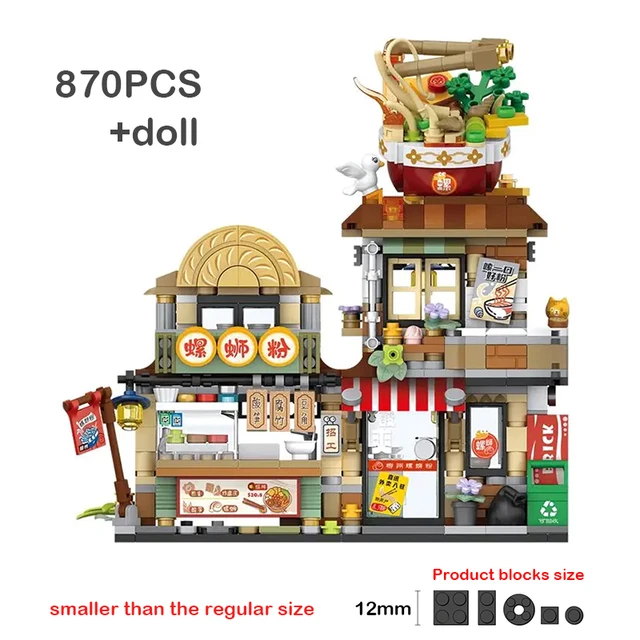 LOZ Creative Mini Blocks Kids Building Bricks Snack Bar Sea Fish Food ...