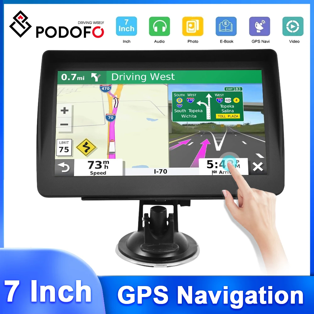 Podofo 7'' LCD Touch Screen Car Monitor Car Navigator FM Radio 3D ...