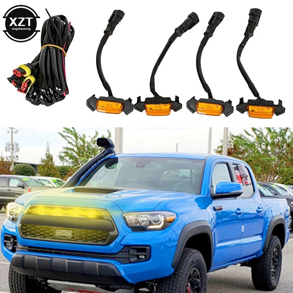 12V Middle Mesh Front Grille Small Yellow Light for Toyota Tacoma with ...