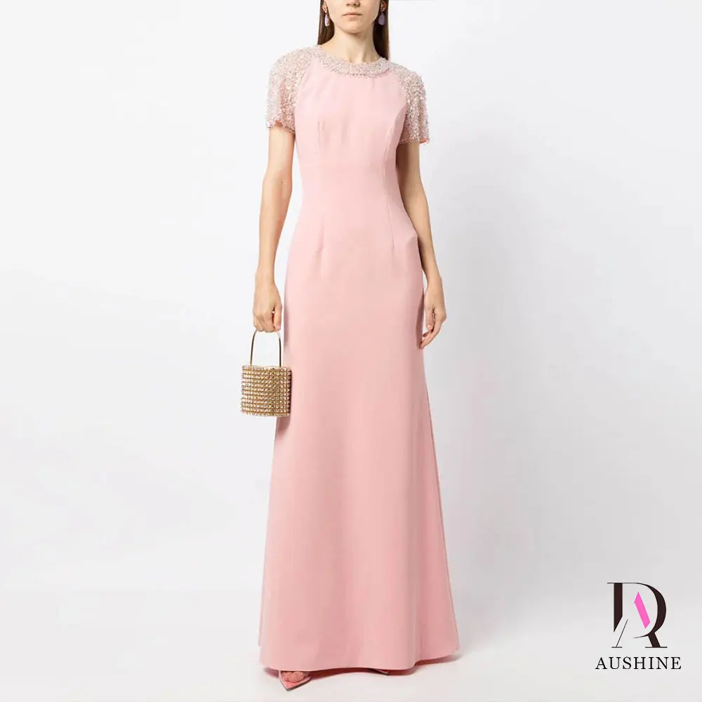 Aushine-Dress-Luxury-Birthday-Evening-Dress-Ankle-Length-Short-Sleeves-Summer-Elegant-Wedding ...